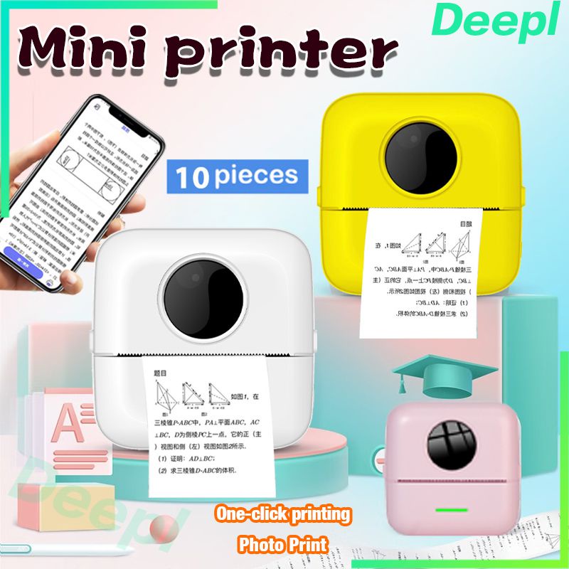 Portable Thermal Printer Bluetooth Photo Small Receipt Mini Pocket ...