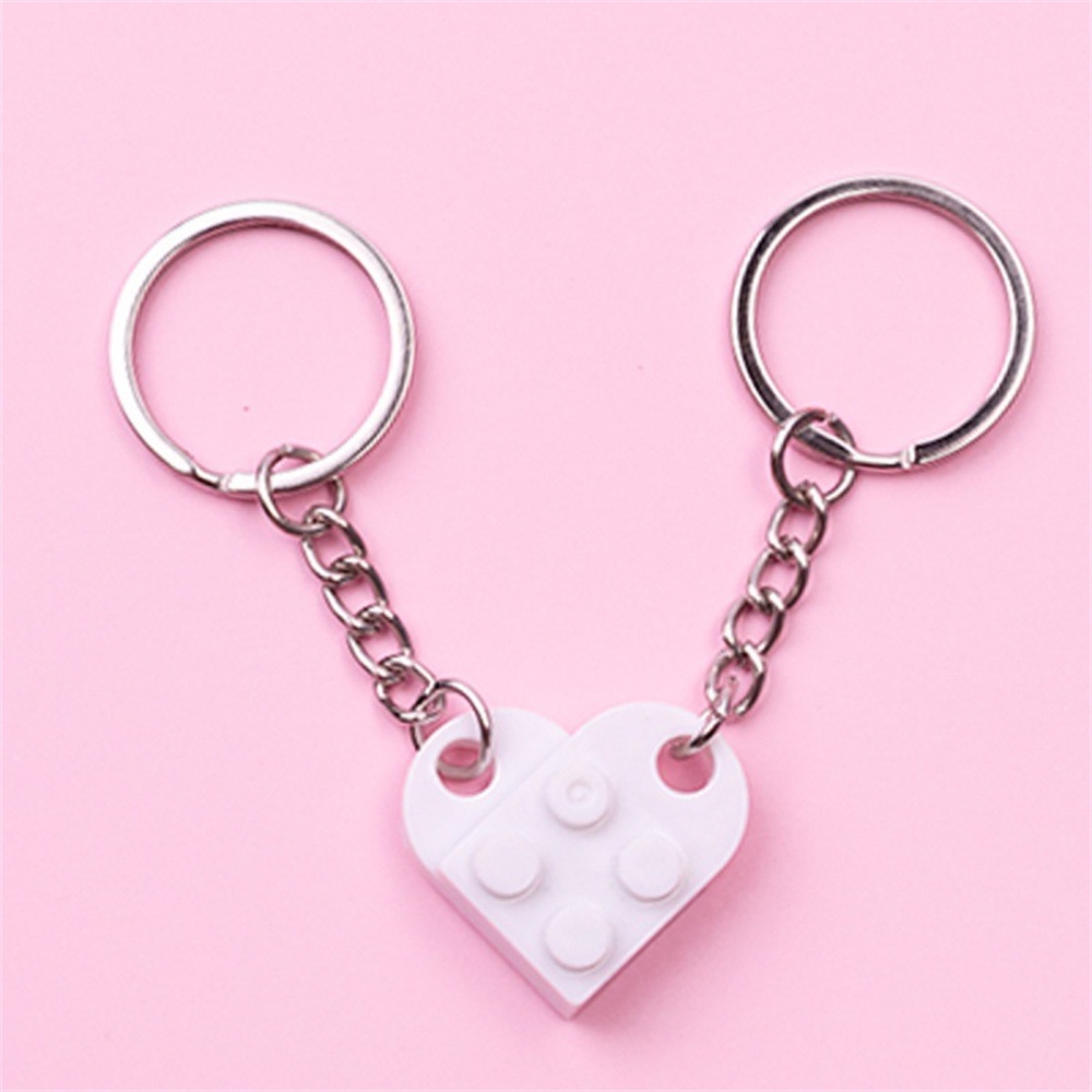 Fashion Heart Keychain Creative Matching Building Blocks Key Chains ...