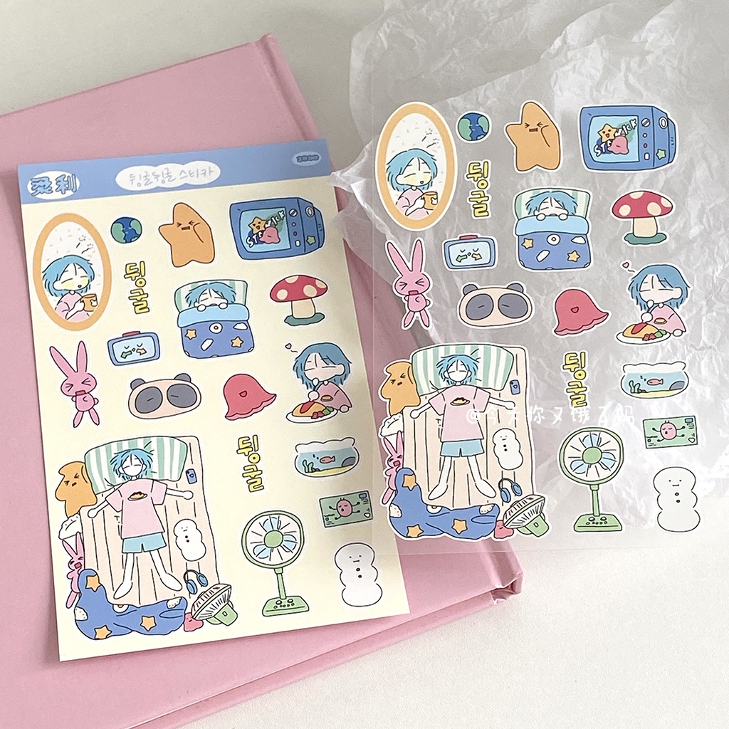 Relax Soft Cartoon Character Stickers Postcard Notebook Stickers ins ...