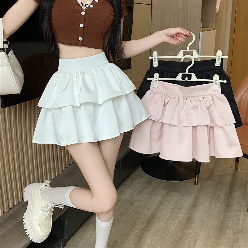 Korean High Waisted Puffy Skirt Ruffled Temperament Short Skirt for ...