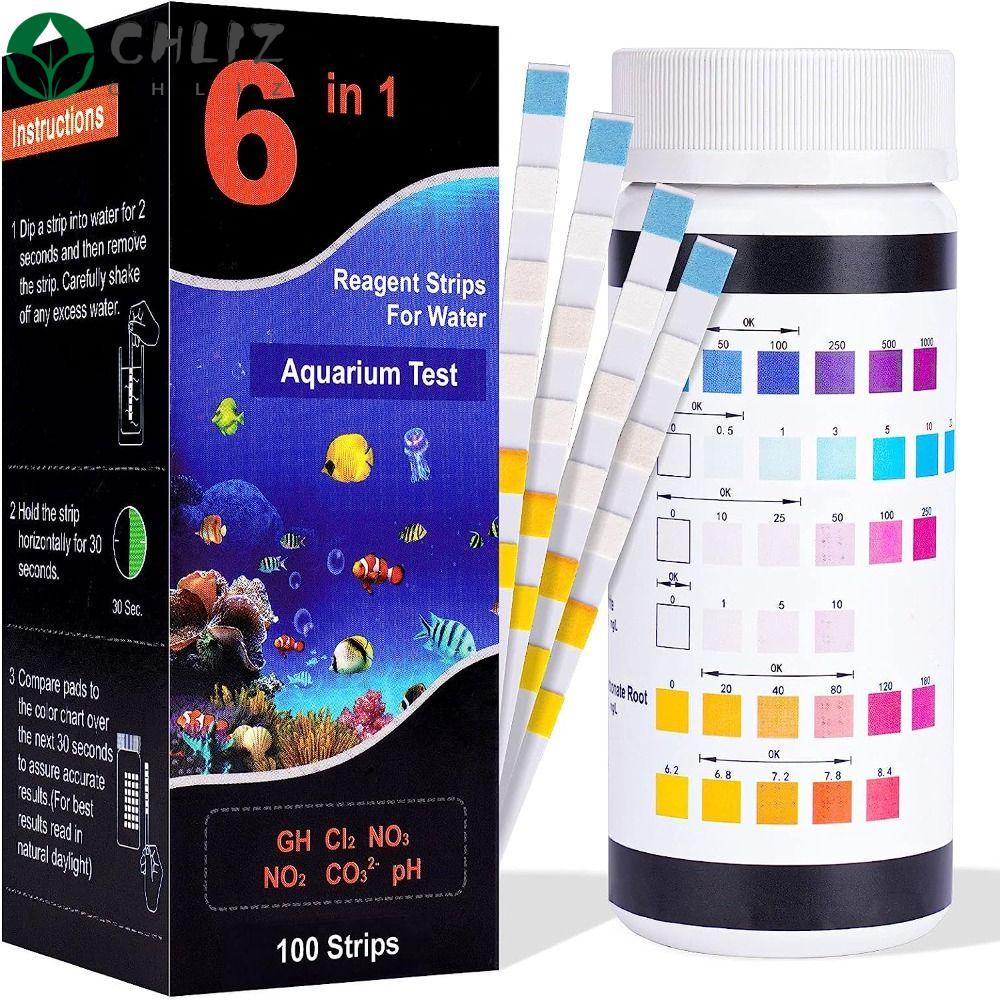CHLIZ 100ct Aquarium Test Strips, PET 6-In-1 Water Problems Testing ...