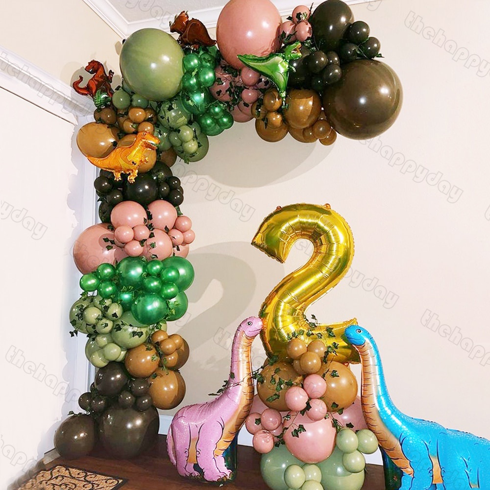 Dinosaur Balloon Garland Arch Kit Jungle Dinosaur Foil Balloons Number ...