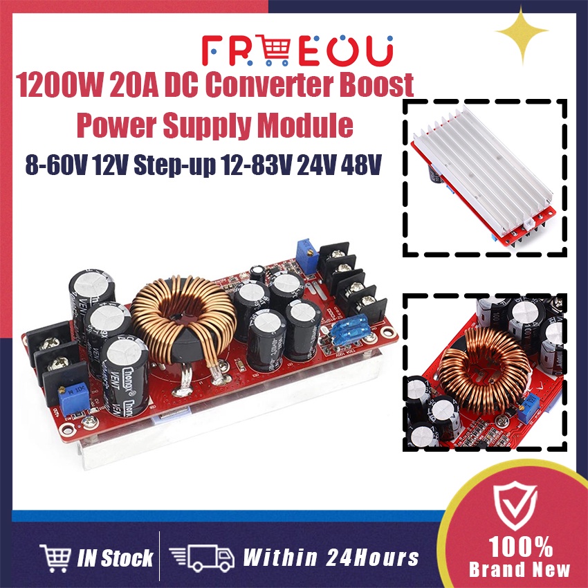 1200W 20A DC Converter Boost Power Supply Module 8-60V 12V Step-up 12 ...
