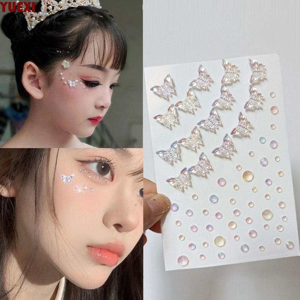 YUEXI Rhinestone Stickers, Fashion Glitter Sequins 3D Face Jewelry ...