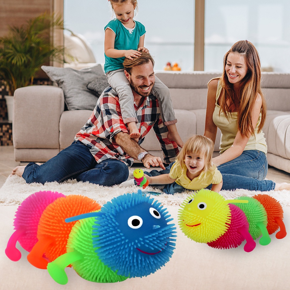 Children Crazy Squeeze Caterpillar LED Light Toys | Shopee Philippines