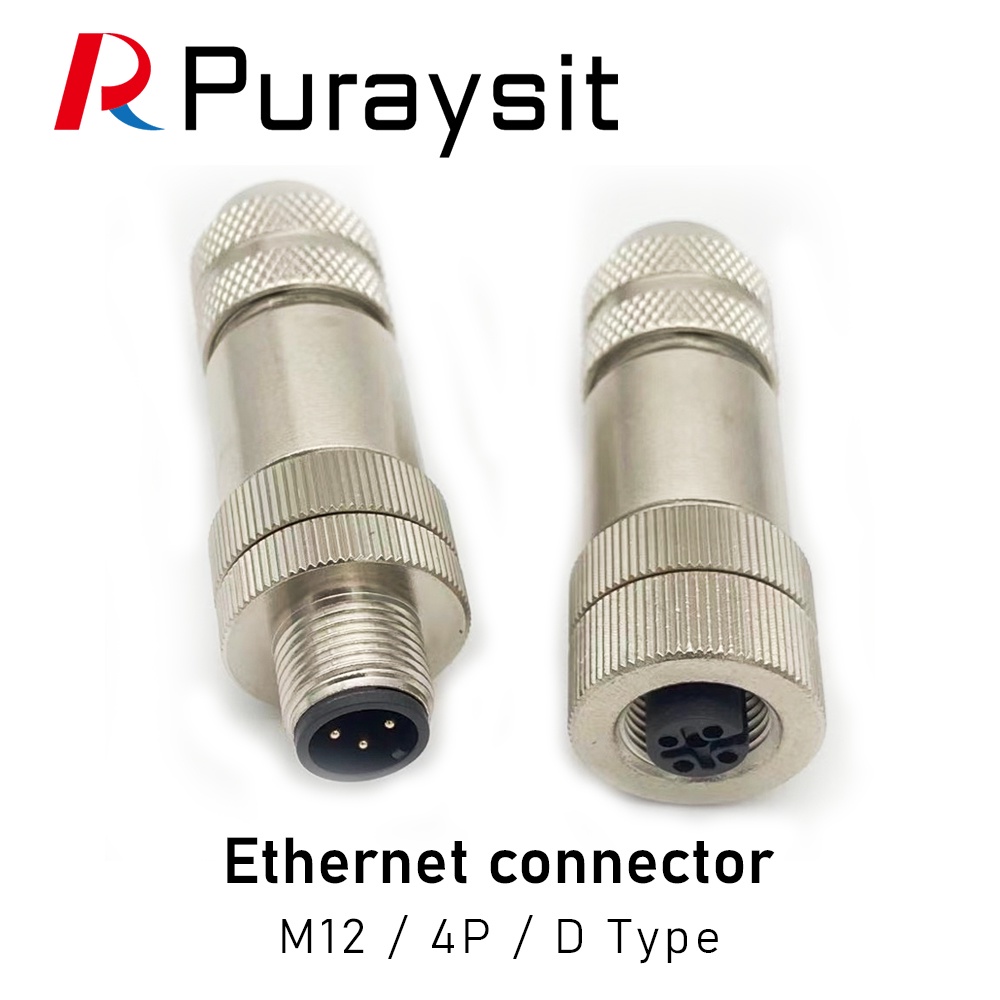 Puraysit M12 Ethernet Connector Profinet Aviation Waterproof Plug 4 Pin ...