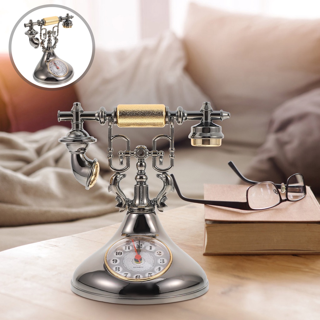 [READY STOCK] Telephone Clock Trendy Decor Vintage Home Desk Alarm ...