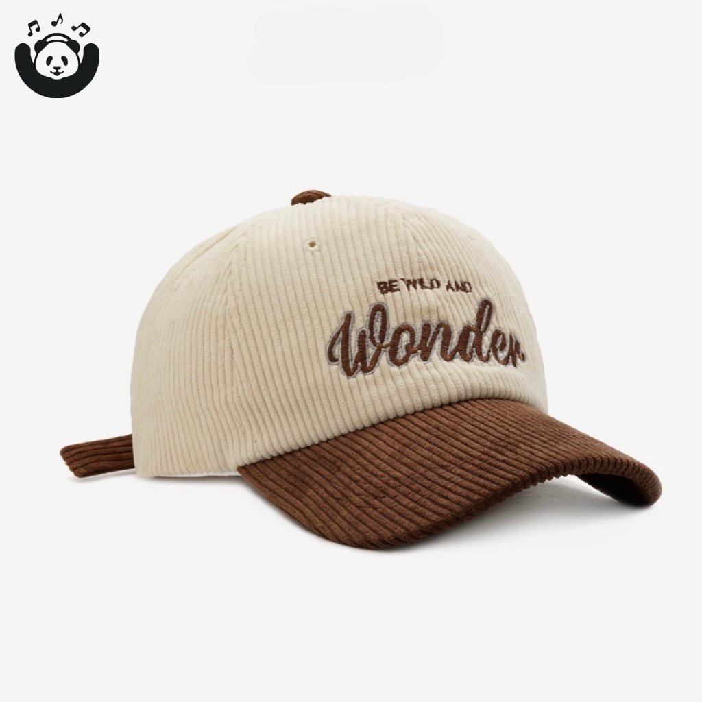 Wonder Letter Embroidered Baseball Caps Corduroy WONDER Three ...