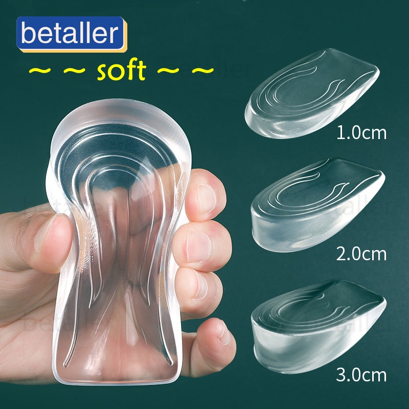 Shoe Insoles Transparency Silicone Height Increas Half Heel Pads Gel ...