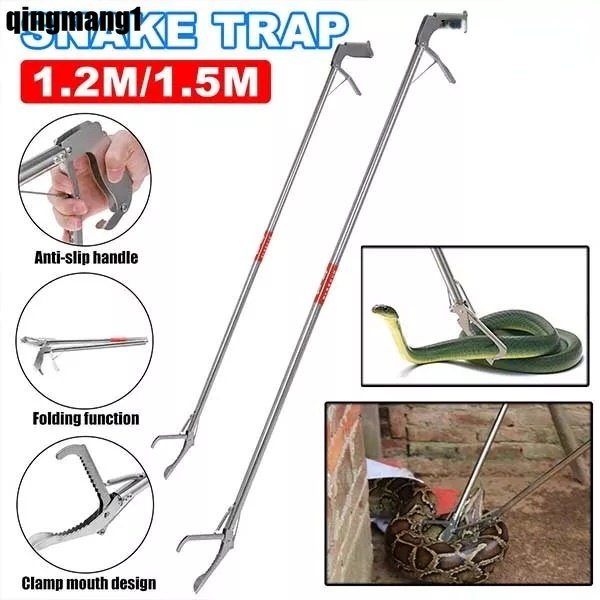 59 Inch Stainless Steel Snake Tongs Reptile Grabber Catcher Wide Jaw ...