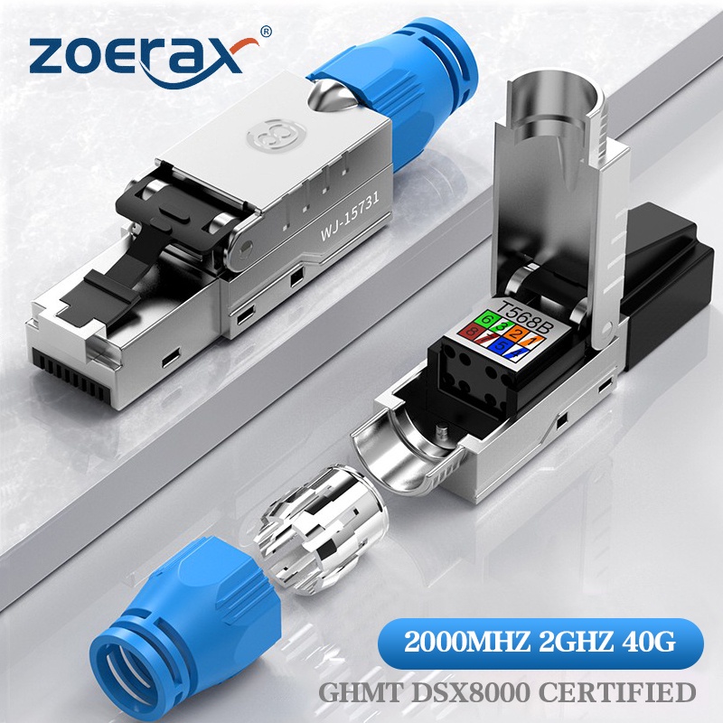 ZoeRax Cat6a Cat8 Ethernet Cable Connector RJ45 Metal Tool Free Easy ...