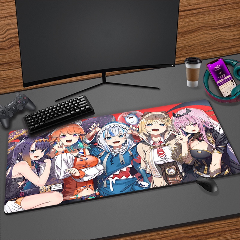 Hololive Gawr Gura Anime Mouse Pad Gaming Accessories Computer Large ...