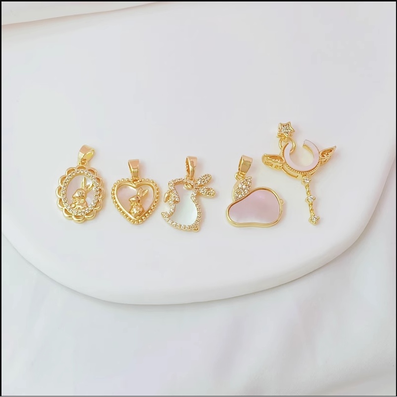 14k Gold-Covered Color Retention Micro-Inlaid Zircon Sticker Bunny ...