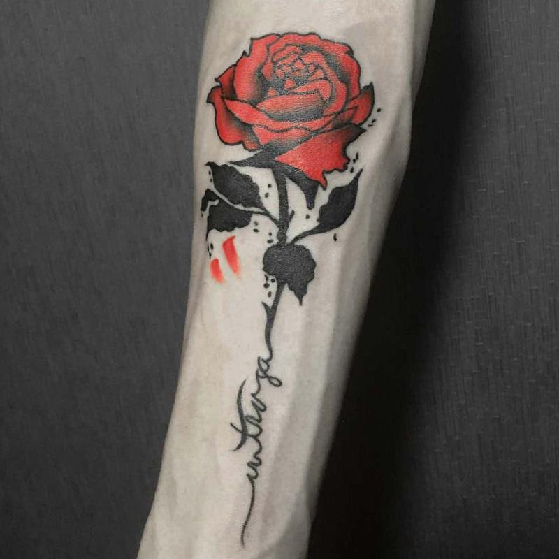 Red Flower Tattoo Sticker Waterproof Men and Women Temporary Tattoo ...