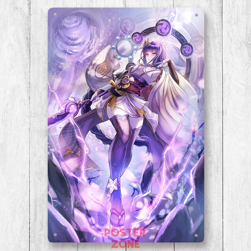 Raiden Shogun Genshin Impact Metal Poster TV Shows Movie Game Anime Tin ...