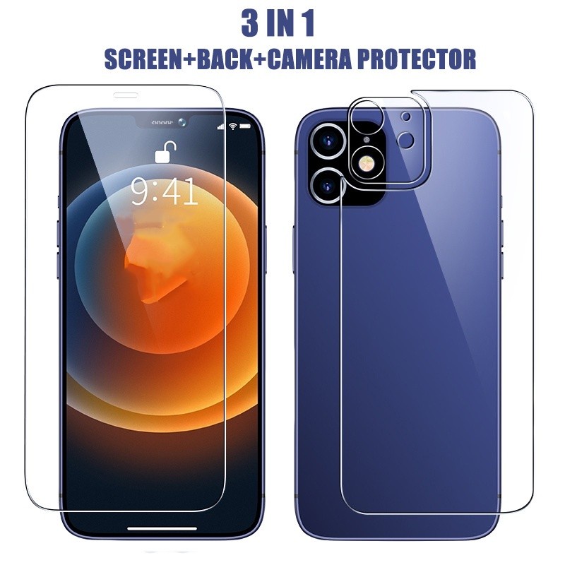 3 In 1 High definition transparency Front Rear Camera Glass Film for ...