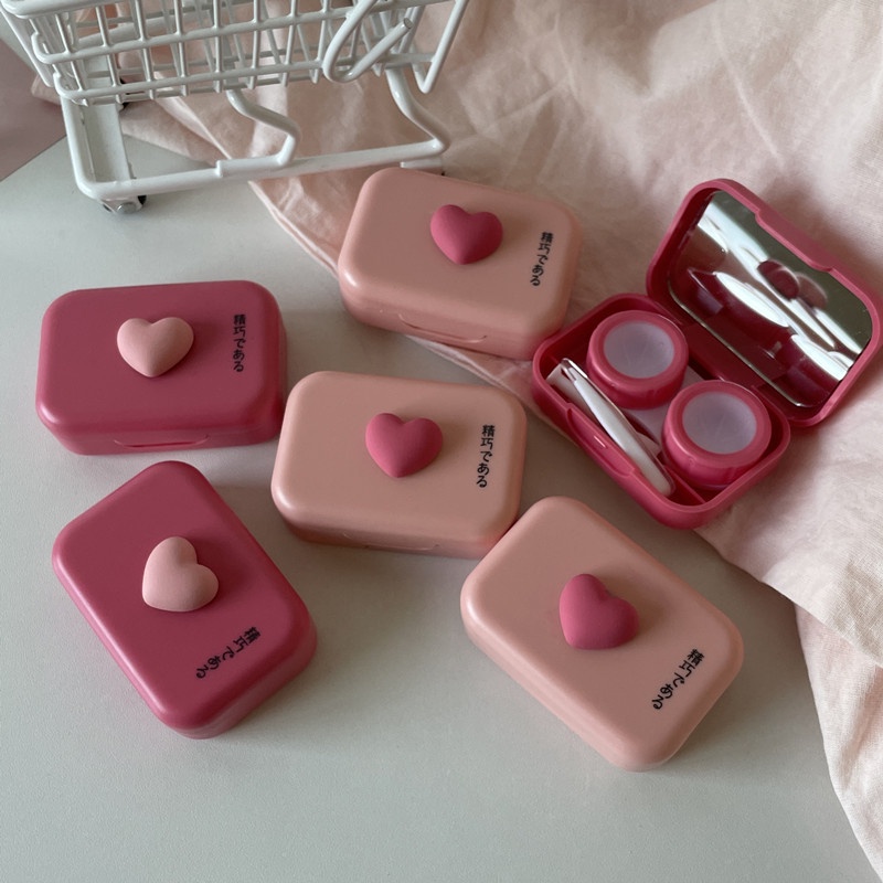Ins style color contact lens box small and portable double partner box ...