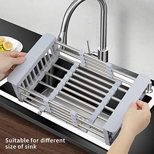 HEKKAW Kitchen Rack Retractable Sink Water Filter Rack Drain Basket ...