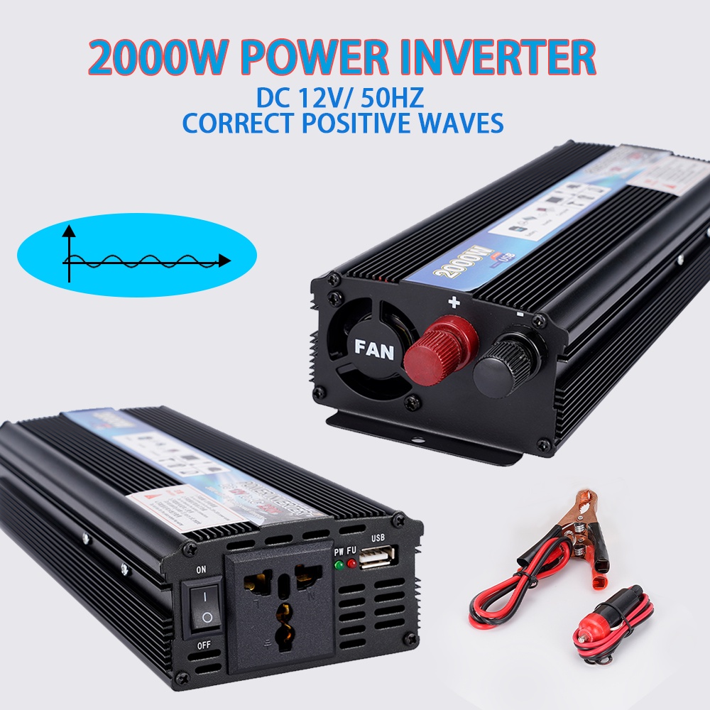 2000W Car Inverter Modified Sine Wave DC 12V/24V to AC 110V/220V ...
