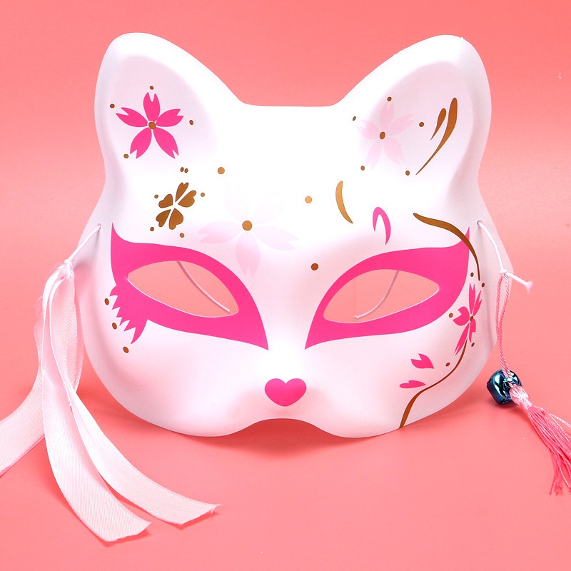 Japanese Style Anime Half Face Cat Mask, Mask for Christmas Costume ...