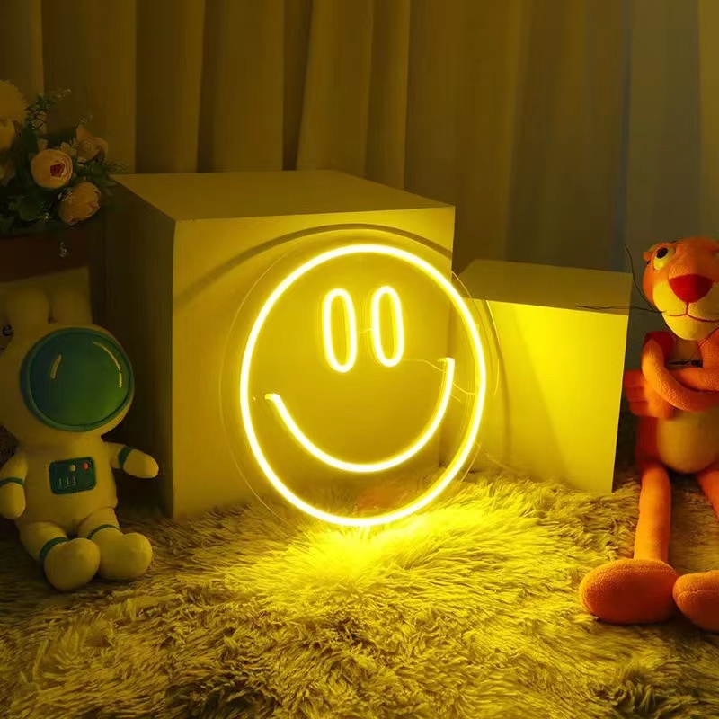 Light Sign Neon Led Smiley Face Letter Decorative Shop Shape | Shopee ...