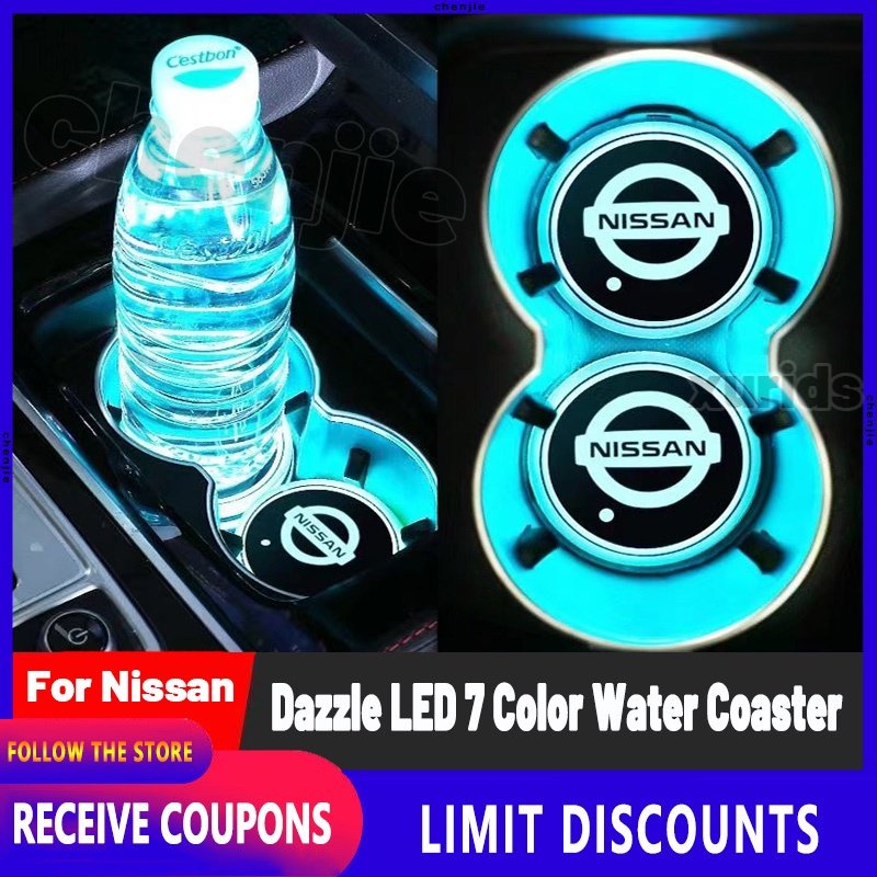 High quality Dazzle LED 7 Color Car Water Coaster / Luminous Car Water ...