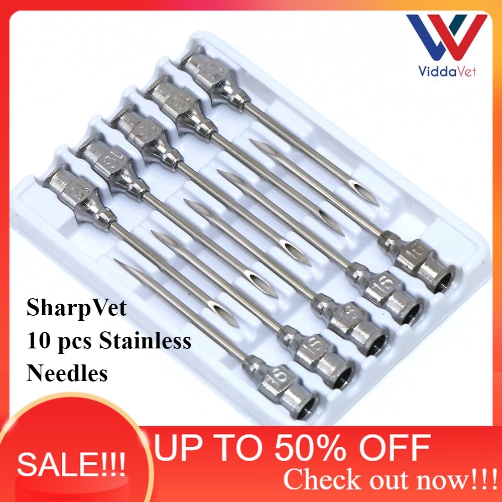 10 Pcs/Box SharpVet Farm Animals Stainless Steel Needle Syringe Needles ...