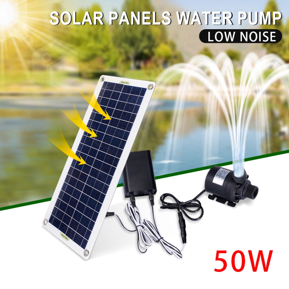 50W 800L/H Brushless Solar Power Water Pump Set Ultra-quiet Submersible ...