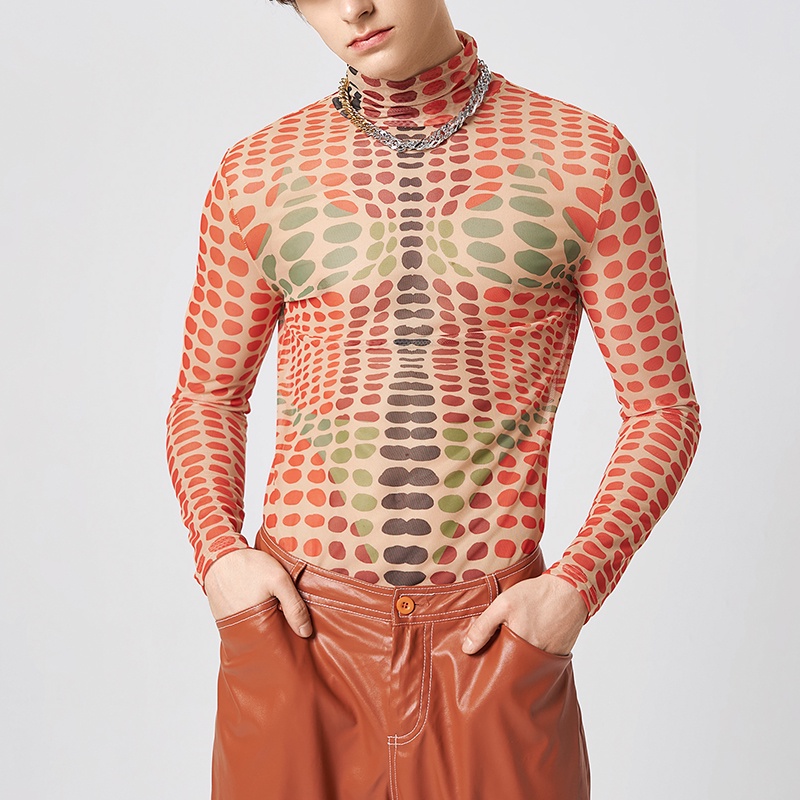 MR Men Vintage Misperception Simulation Elastic Mesh Bottom Shirts ...