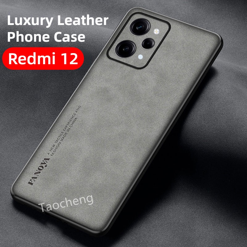 Sheepskin Leather Texture Phone Case Casing For Redmi 12 Redmi12 ...