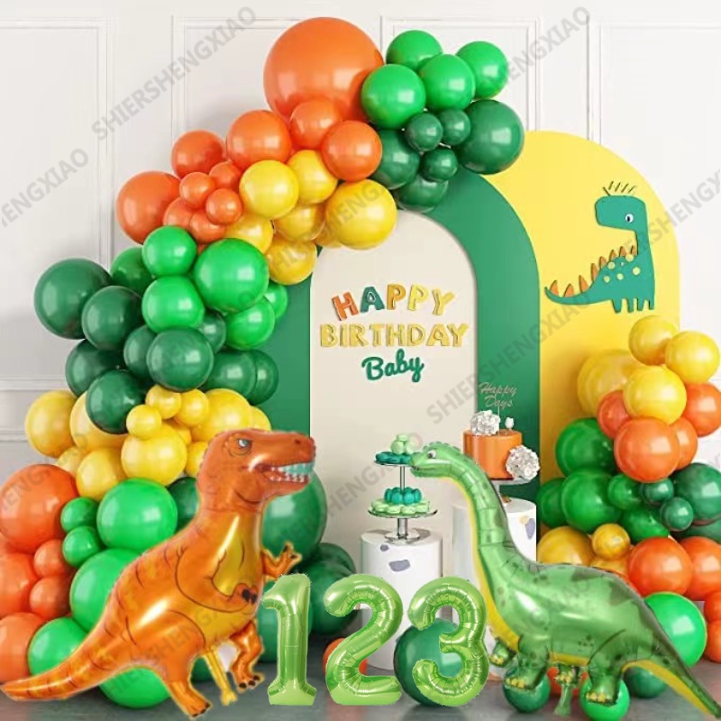 106pcs Jungle Dinosaur Theme Balloons Birthday Party 32 Inch Aluminum ...
