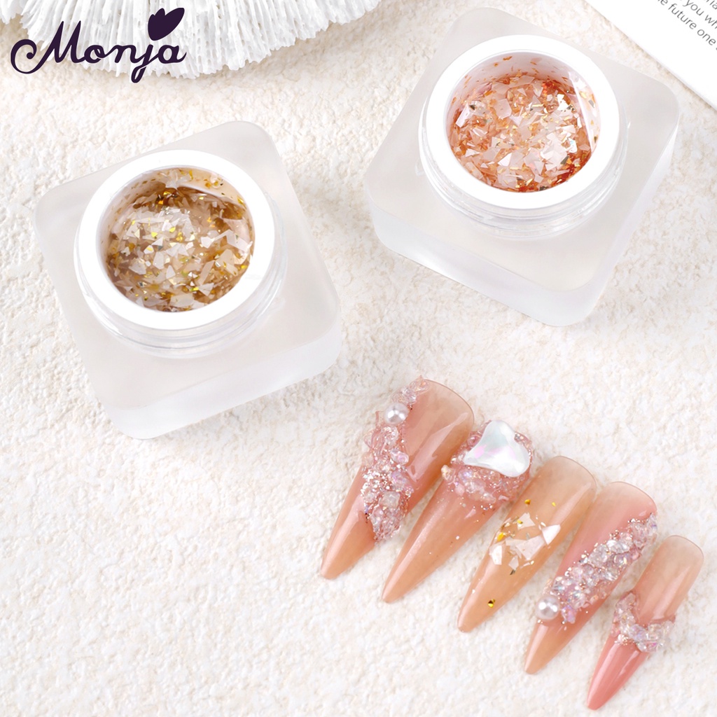 Monja 8ml Nail Art Mica Shell Gel Flake Sparkling Sequins Canned Ice ...