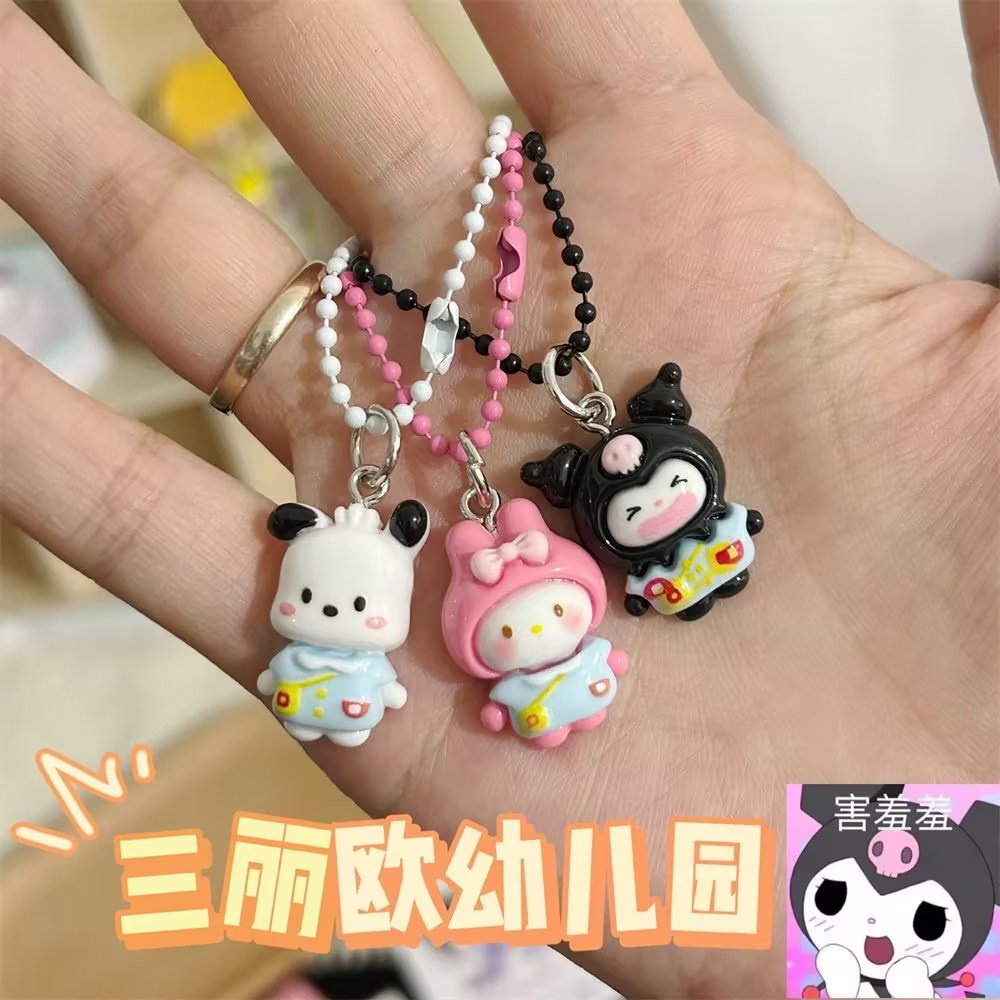 Cute Keychain Sanrio Key Chains Cartoon Cinnamoroll Schoolbag Pendant ...