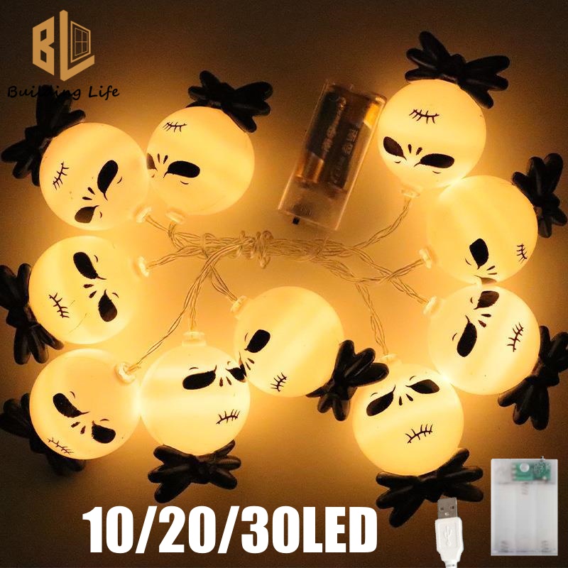 USB / Battery Operated LED String Lights Halloween Decoration Ghost ...