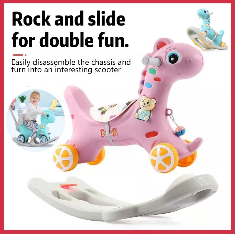 Rocking Horse Rider Push Car Rocker Pony Trojan 2 in 1 Toys Children's ...