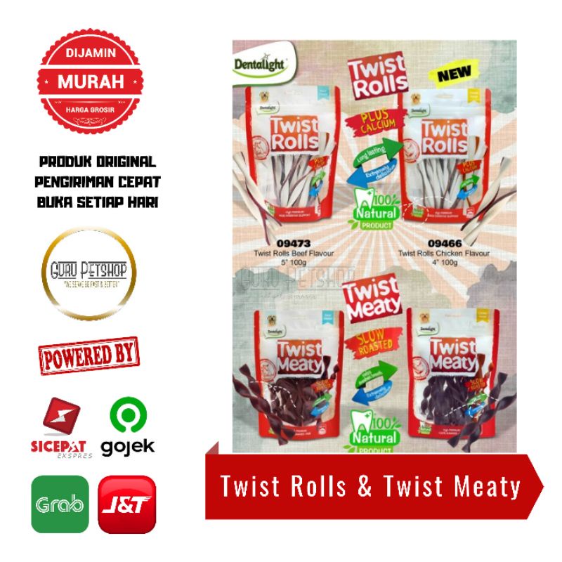 Dentalight Twist Rolls & Twist Meaty 100g Dog Treats | Shopee Philippines