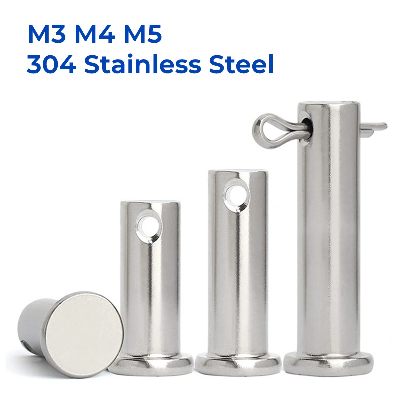 M3 M4 M5 GB822 304 Stainless Steel Axis Pin with Hole Pin Shaft Cotter ...
