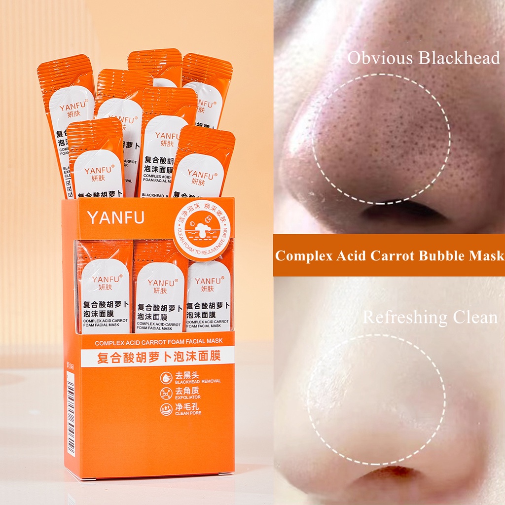 YANFU Complex Acid Carrot Bubble Mask Facial Detoxification Bubble Mask Black Heads Remover Mask ...