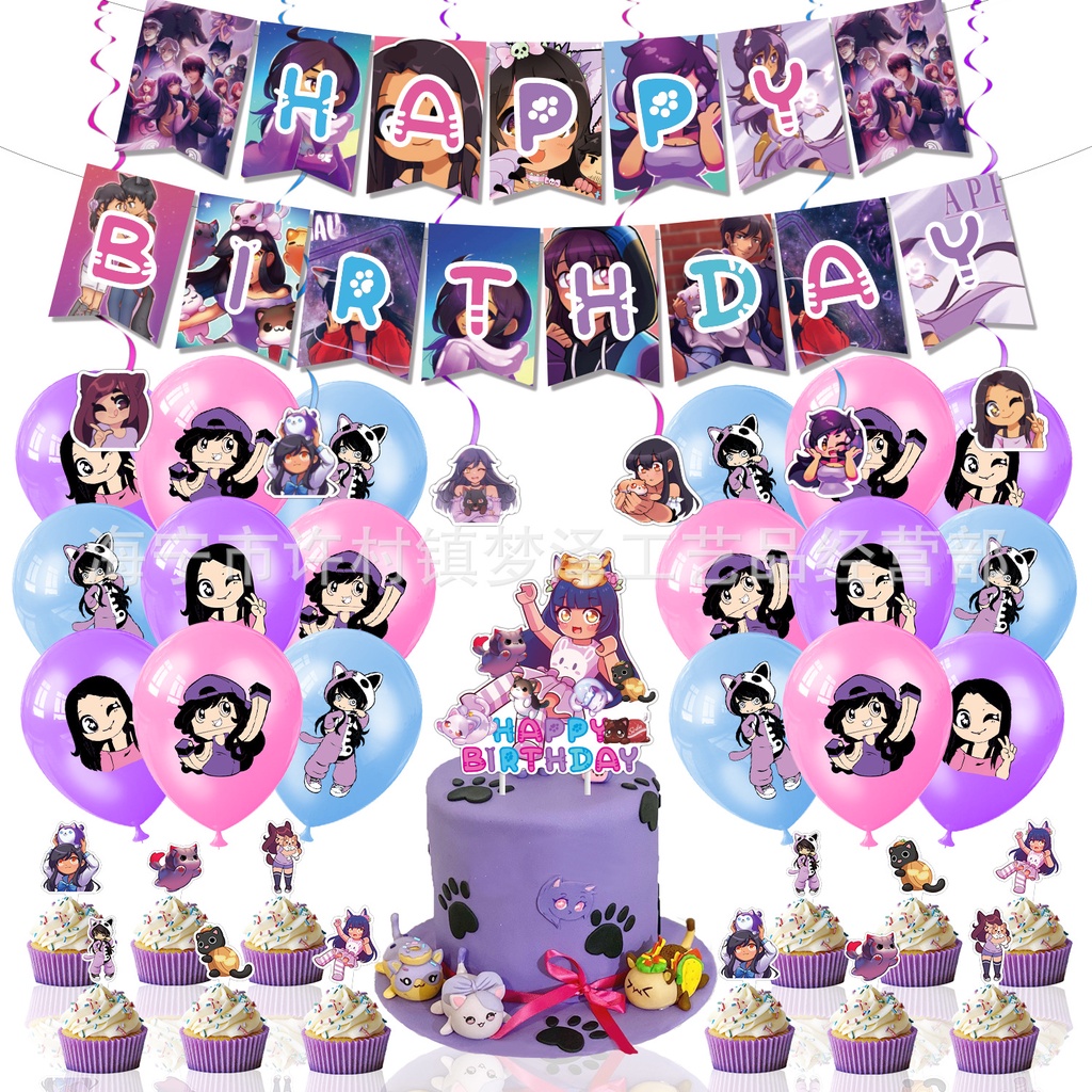 Kira Aphmau Plushies Theme kids birthday party decorations banner cake ...