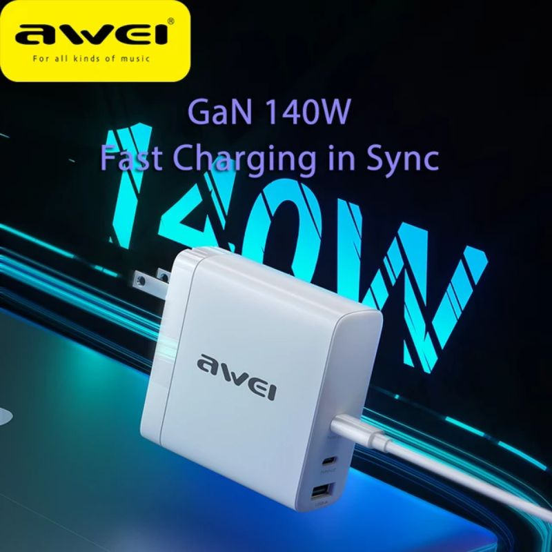 Awei PD21 GaN Fast Charger PD 140W Type C Quick Charge USB AC High ...