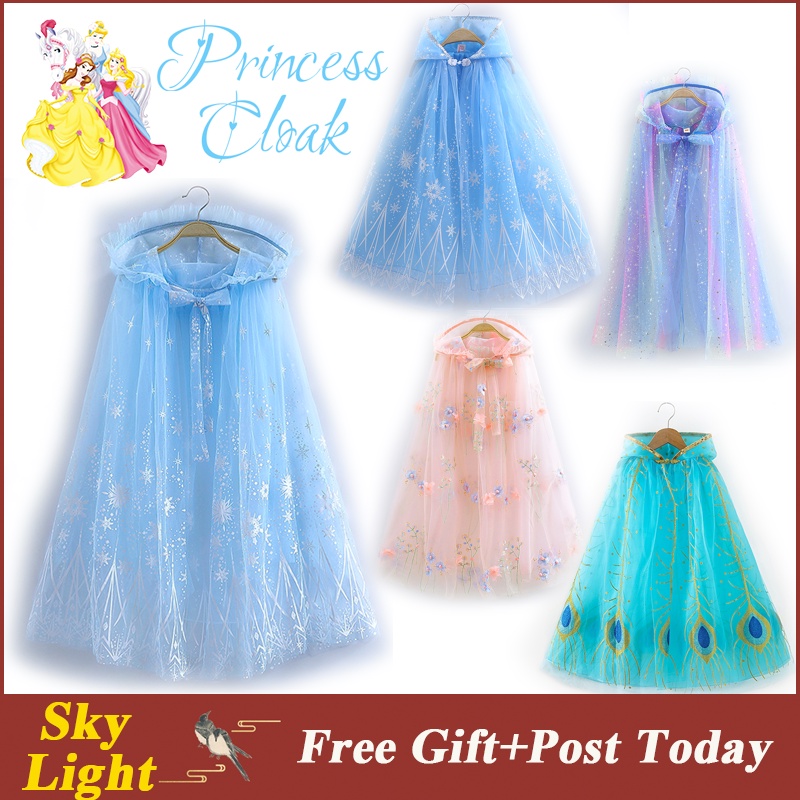Frozen Elsa Blue White Pink Shawl Cape For Kids Girls Disney Princess ...