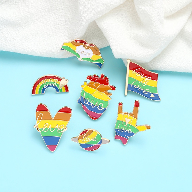 Colorful Rainbow Enamel Pins Asexual Bisexual Brooches Creative LGBT Pride Rainbows Brooch ...