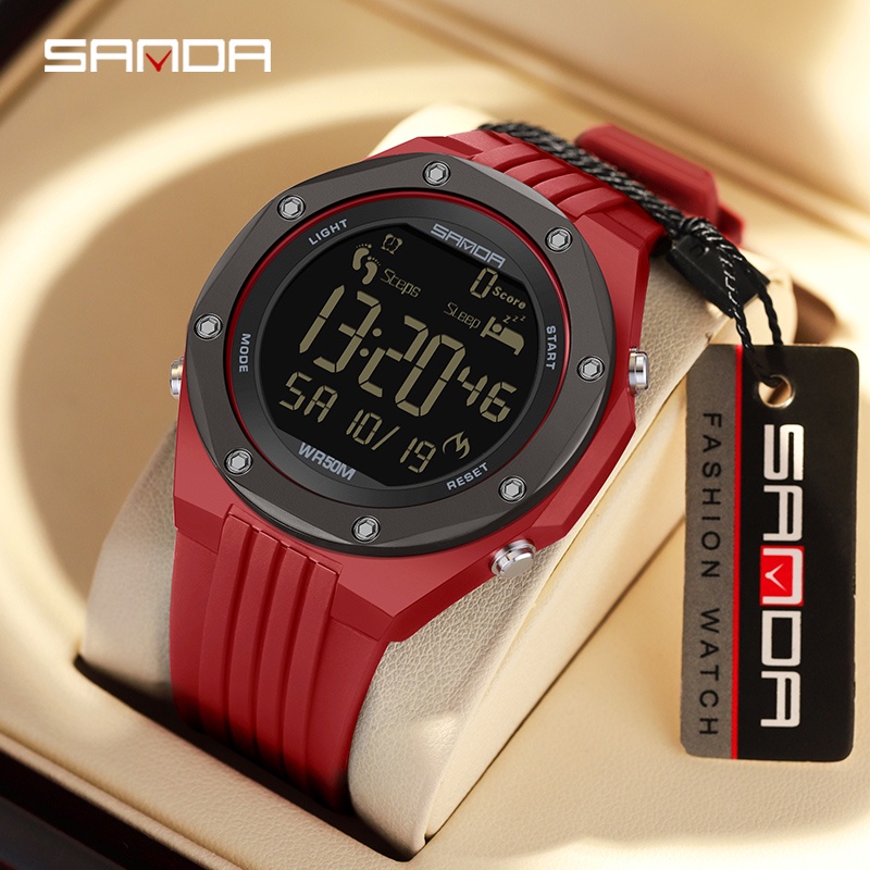 Sanda Calorie Steps Metal Cool Fashion Waterproof Calendar Quartz ...