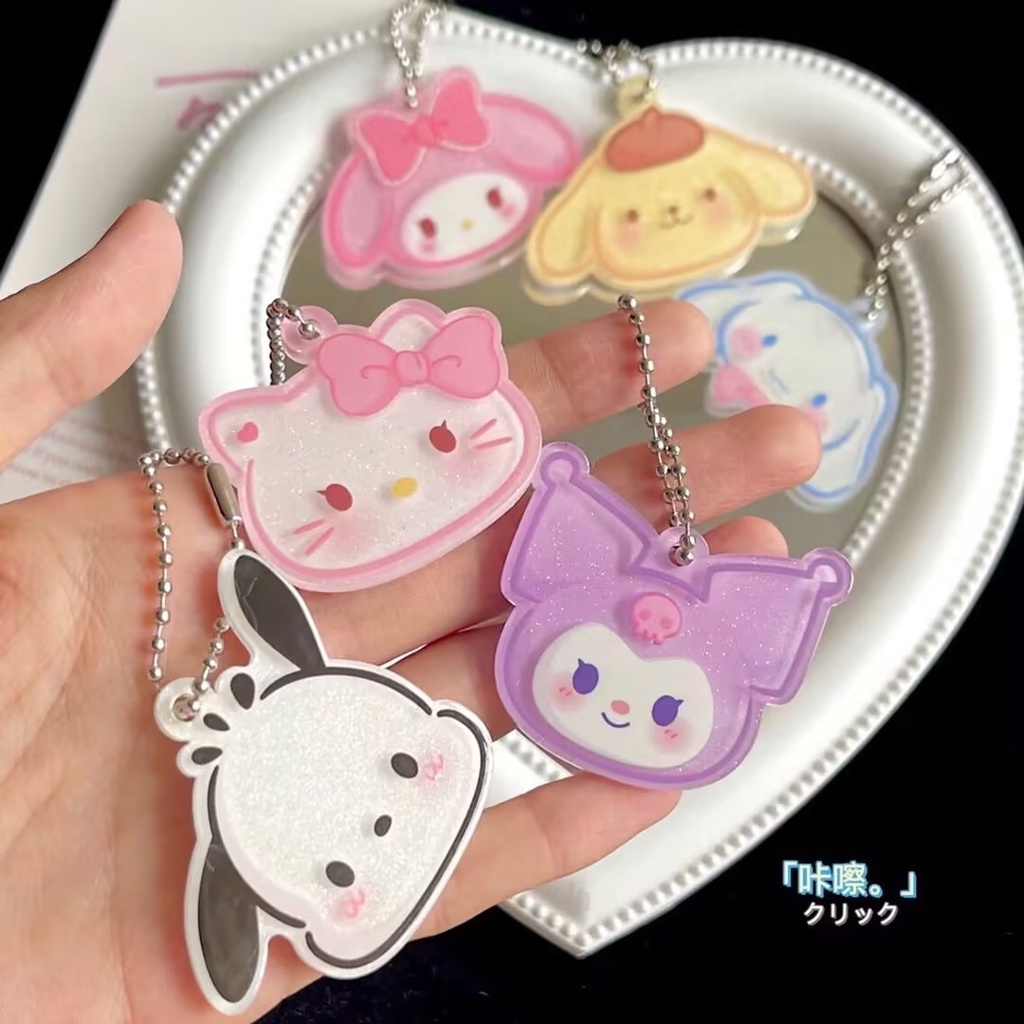 Cute Kuromi Keychain Cinnamoroll Acrylic Cartoon Keyring Toy Bag ...