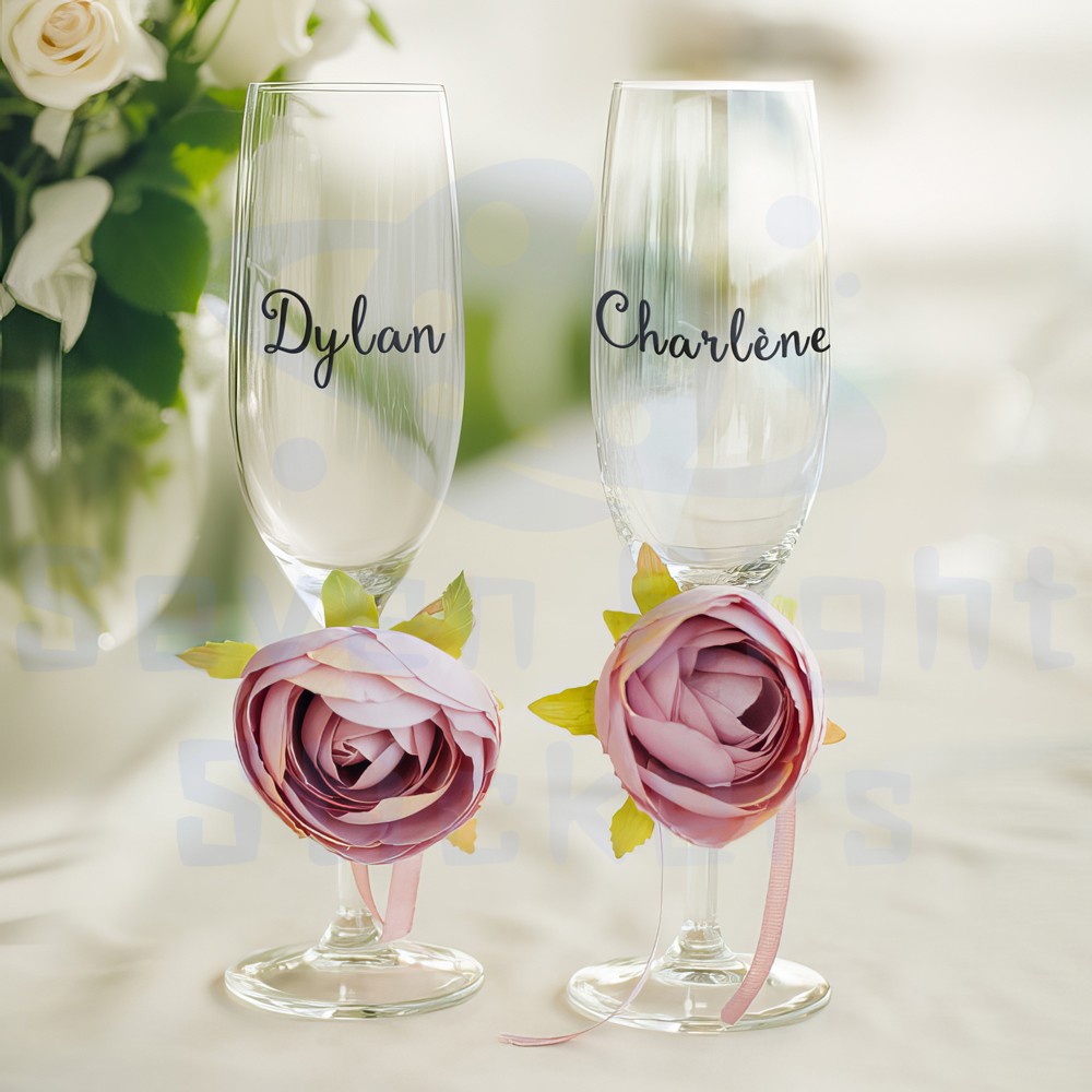 Custom Sticker-3D UV Transfer Sticker Wedding Wine Glass Sticker Name ...