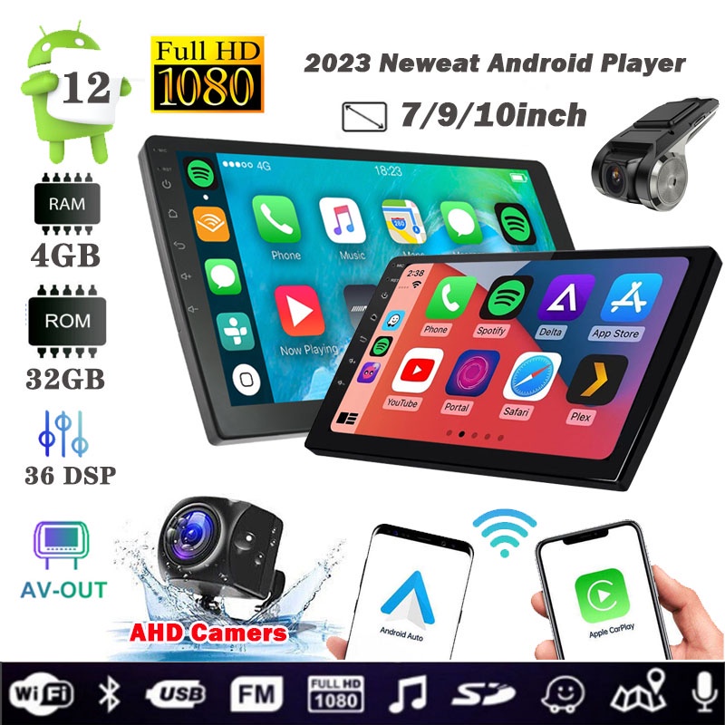 4G+32G 7/9/10 Inch Android 2Din Universal Android Head Unit Apple ...