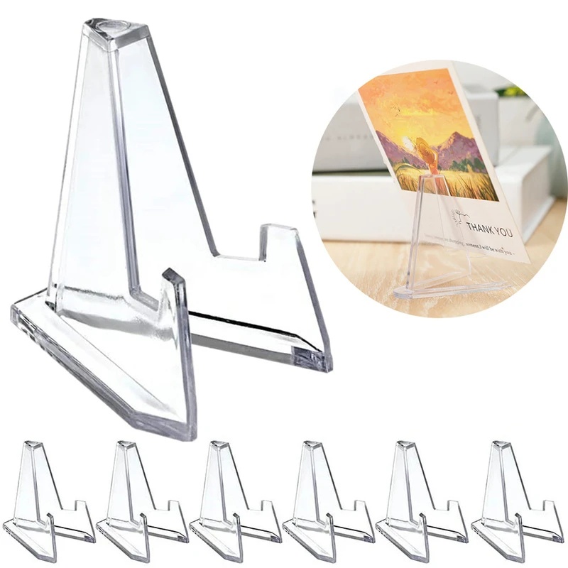 Transparent Triangle Display Stand / Picture Photos Frame Storage Rack ...