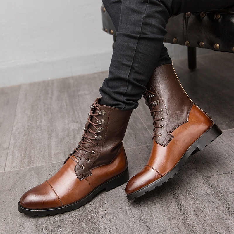 Men's Mid-Calf Boots Party Retro Brown Cowboy Vintage Classics Casual ...