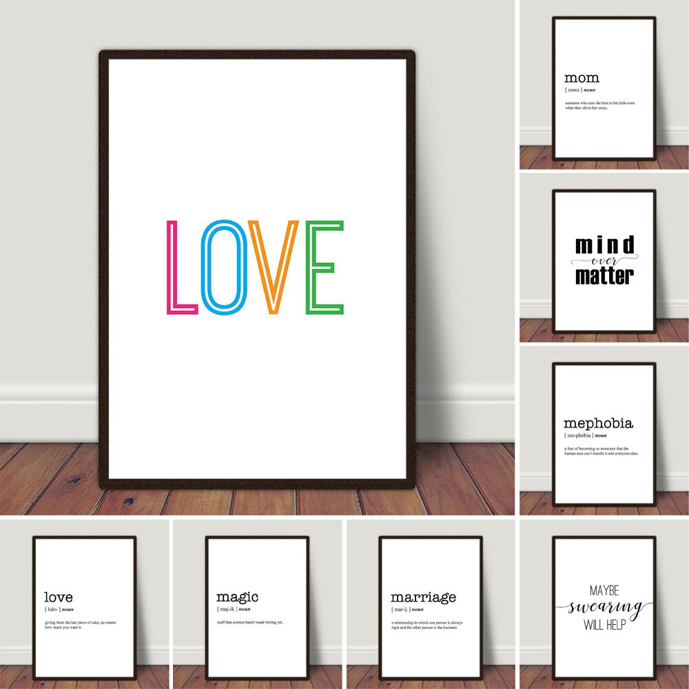 LOVE Motivational Prints Inspirational Quotes A4 A3 A2 for Living Room ...