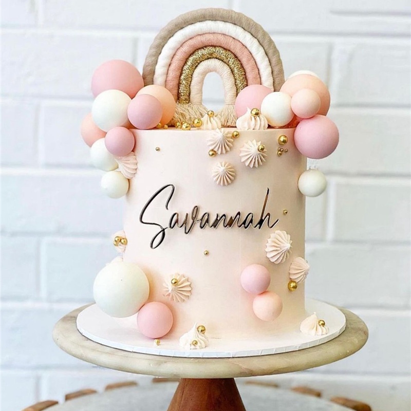 Beautiful Cloth Rainbow Cake Topper Colorful Ball Cake Decoration Party ...
